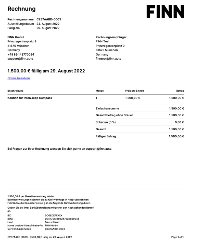 Wie bezahle ich meine Kaution? – FINN Support